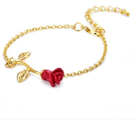 Jewelry | Gorgeous Gold Red Rose Flower Adjustable Bracele | Poshmark